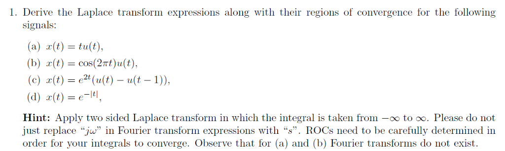 Solved Derive the Laplace transform expressions along with | Chegg.com
