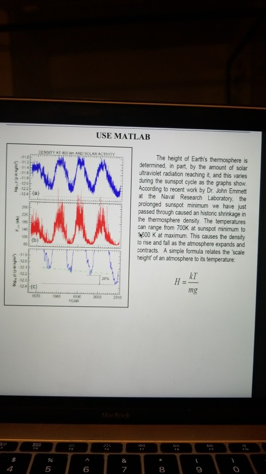 USE MATLAB DENSITY AT 400 km AND SOLAR ACTIVITY The | Chegg.com
