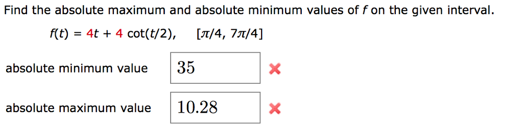 Solved Find the absolute maximum and absolute minimum values | Chegg.com