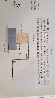 Solved Blocks A and B have a mass of 7 kg and 10 kg | Chegg.com