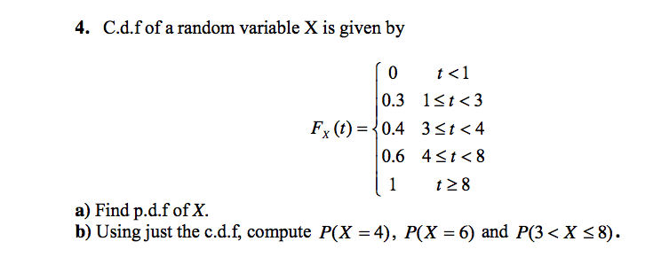 Solved C.d.f of a random variable X is given by Find p.d.f | Chegg.com