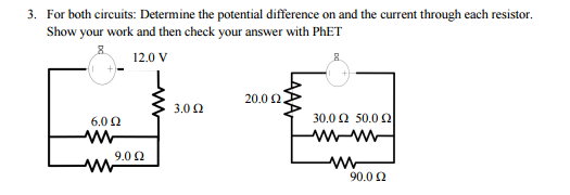 Solved For both circuits: Determine the potential difference | Chegg.com