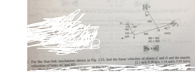 Solved For the four-link mechanism shown in Fig. 2.52, | Chegg.com