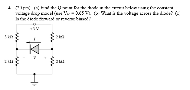 Solved 4. (20 pts) (a) Find the Q point for the diode in the | Chegg.com