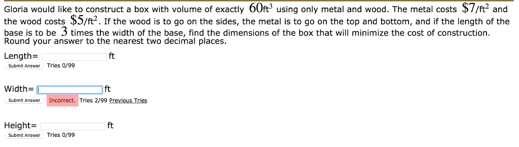 Solved Gloria would like to construct a box with volume of | Chegg.com
