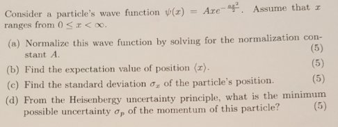 Solved Consider a particle's wave function psi(x) = | Chegg.com