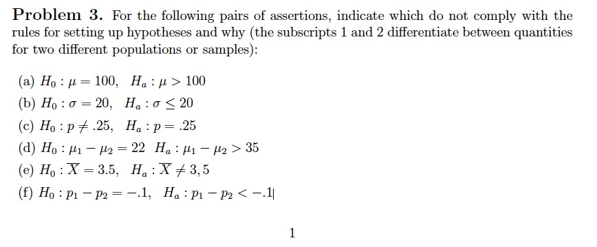 Solved For the following pairs of assertions, indicate which | Chegg.com