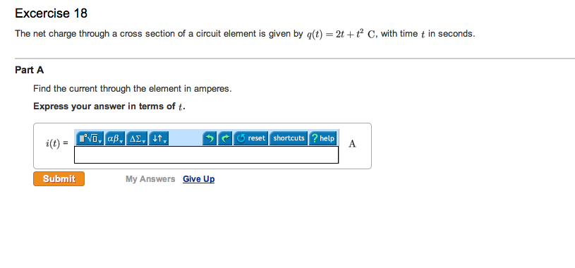 Solved The net charge through a cross section of a circuit | Chegg.com