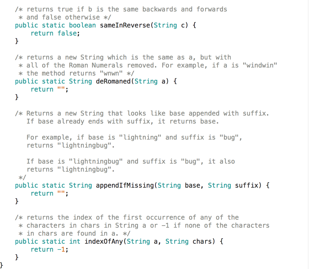 Solved Java. run a test to make sure the functions | Chegg.com