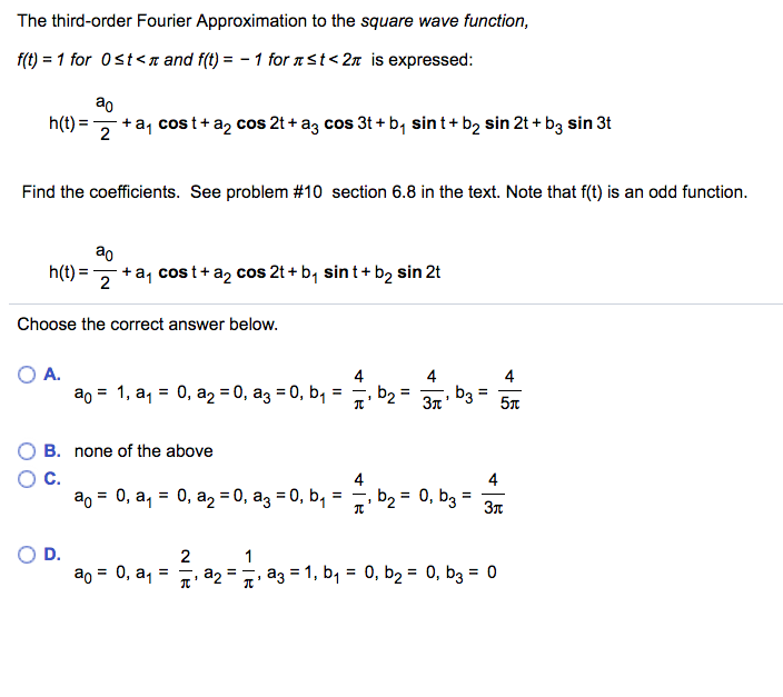 Solved The third-order Fourier Approximation to the square | Chegg.com