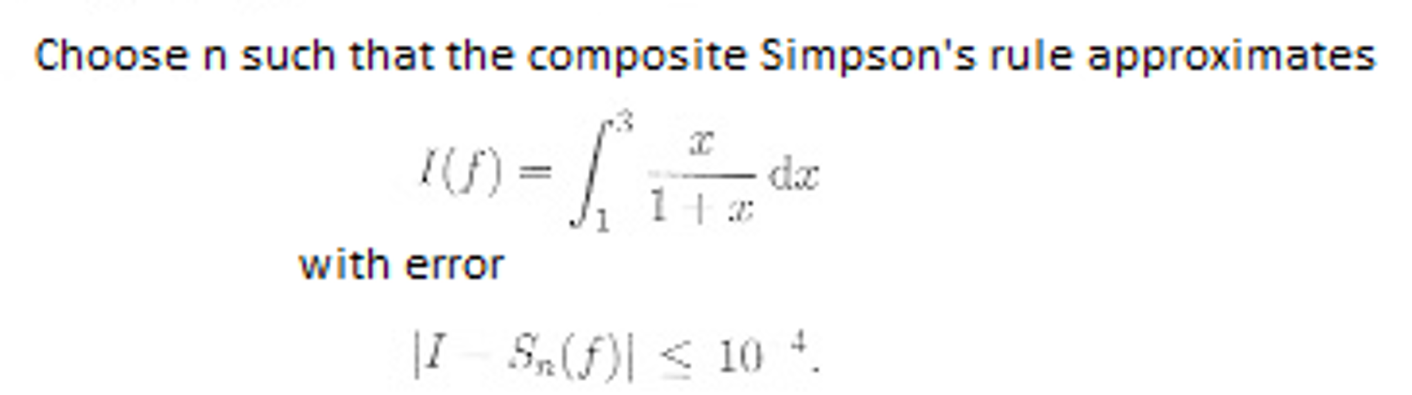 Solved Choose n such that the composite Simpson's rule | Chegg.com