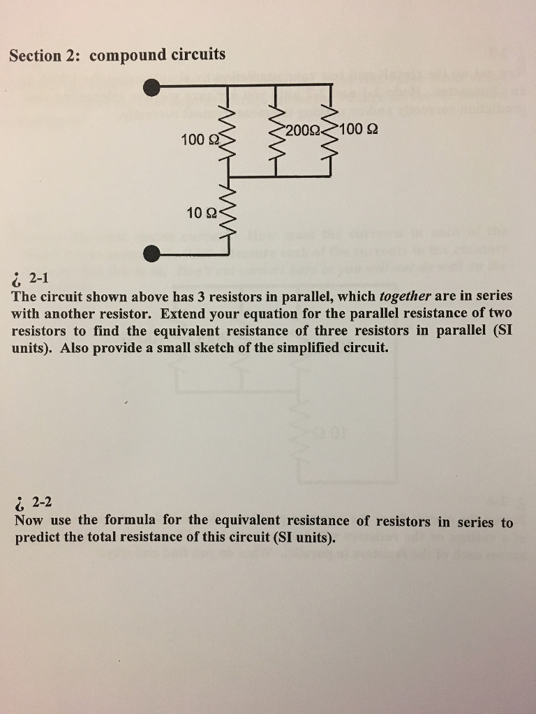 Solved Section 2: compound circuits 00Ω 100 Ω 100 Ω 10Ω i | Chegg.com