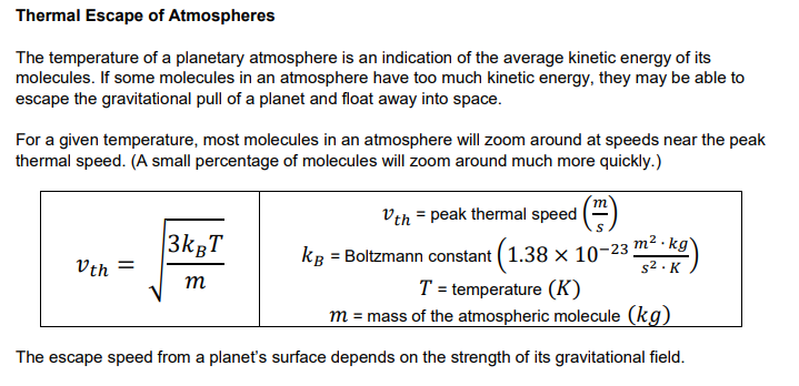 Solved Thermal Escape of Atmospheres The temperature of a | Chegg.com
