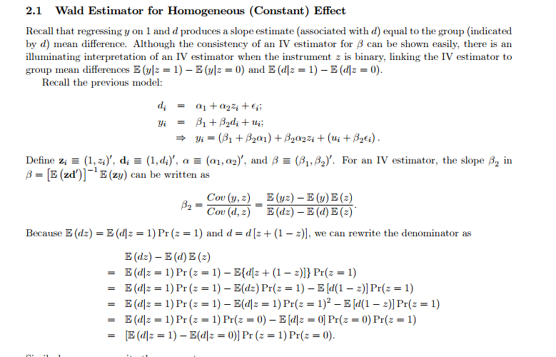 Solved I do not know how wald estimator is derived. I found | Chegg.com
