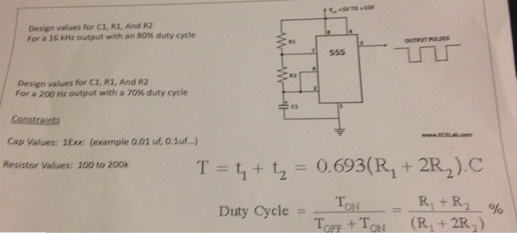 Solved Design values for C1, R1, And R2 For a 16 kHz output | Chegg.com