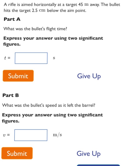 Solved A rifle is aimed horizontally at a target 45 m away. | Chegg.com