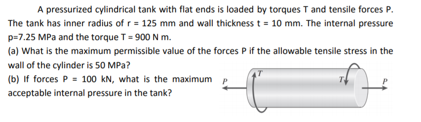 Solved A pressurized cylindrical tank with flat ends is | Chegg.com