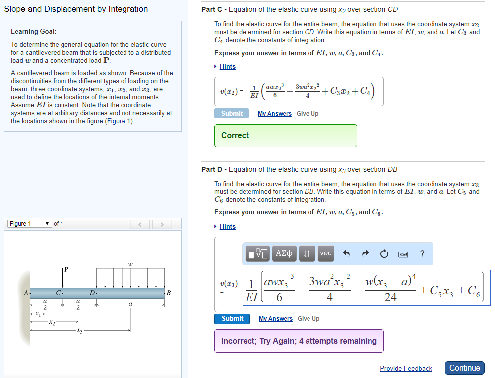 Solved Slope and Displacement by Integration Part C Equation | Chegg.com