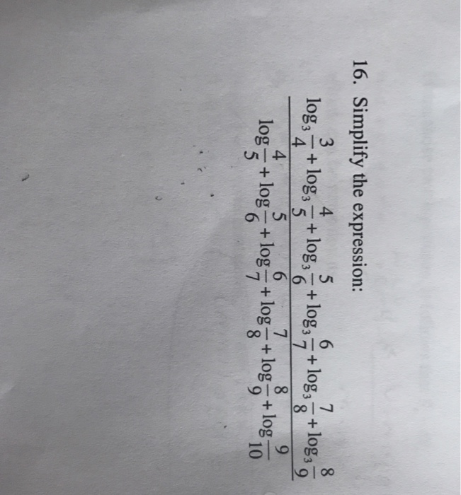 Solved 16. Simplify the expression: log3 log3 log, log, | Chegg.com