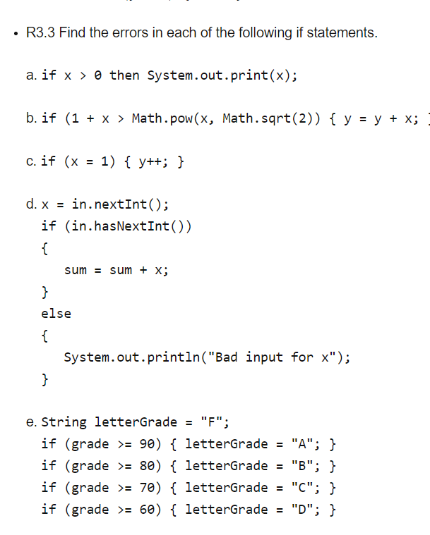 Solved R3.3 Find the errors in each of the following if | Chegg.com