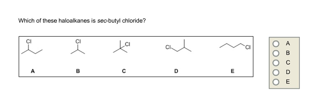 Solved Which of these haloalkanes is sec-butyl chloride? | Chegg.com