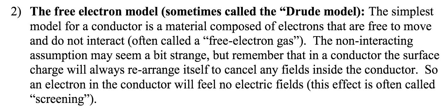 The free electron model (sometimes called the "Drude | Chegg.com