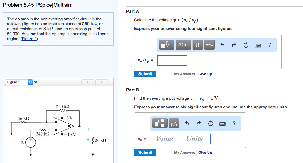 Solved Problem 5.45 PSpice Multisim Part A The op amp in the | Chegg.com