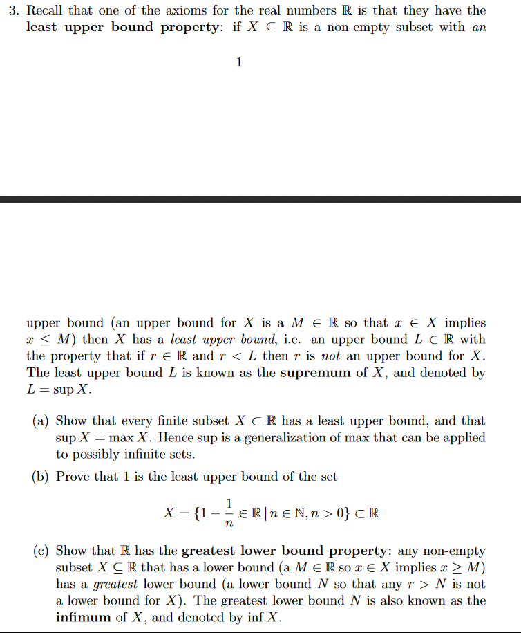 Solved Recall that one of the axioms for the real numbers R | Chegg.com