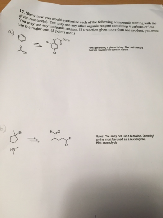 Show how you would synthesize each of the following | Chegg.com