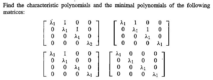 Solved Find The Characteristic Polynomials And The Minimal 