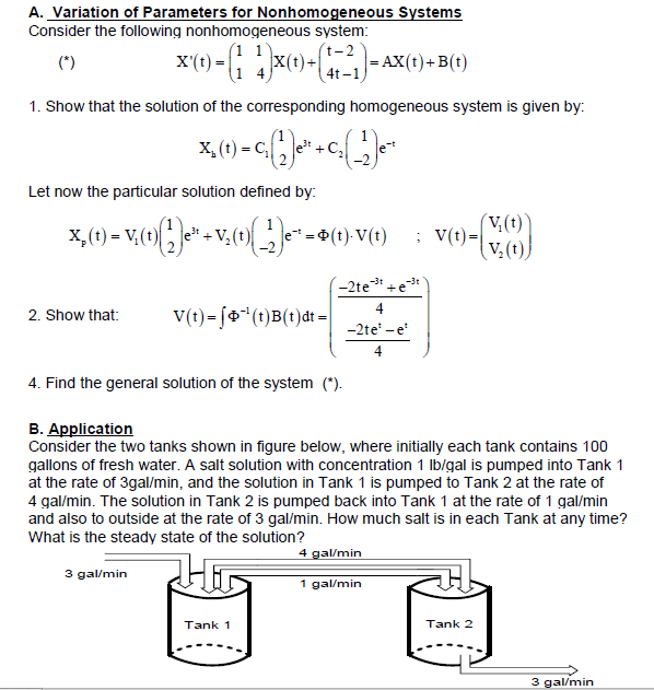Solved Variation of Parameters for Nonhomogeneous Systems | Chegg.com