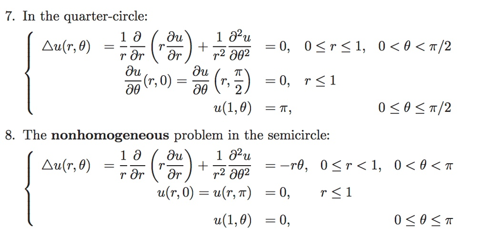 In the quarter-circle: Delta u (r, theta) = 1/r | Chegg.com