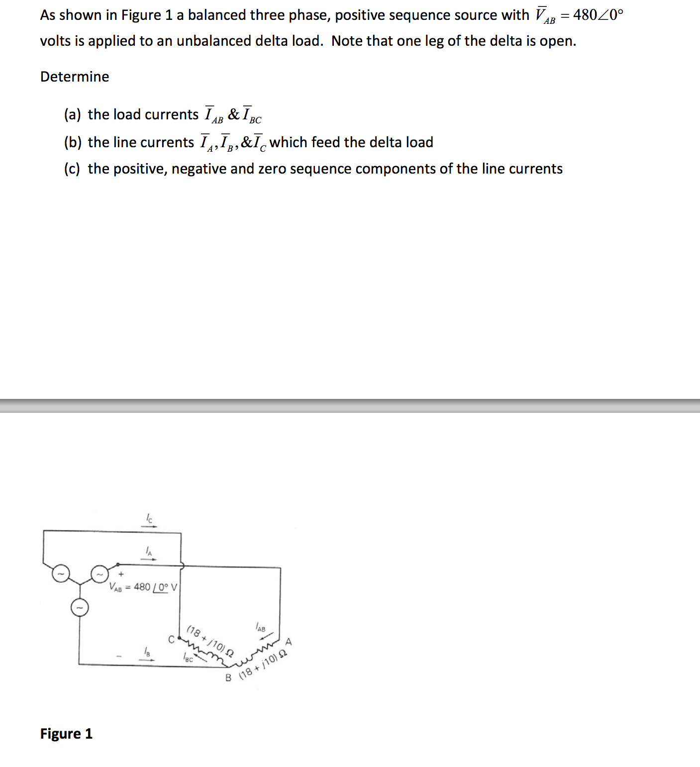 Solved As shown in Figure 1 a balanced three phase, positive | Chegg.com