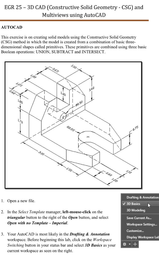 Solved EGR 25 - 3D CAD (Constructive Solid Geometry - CSG) | Chegg.com
