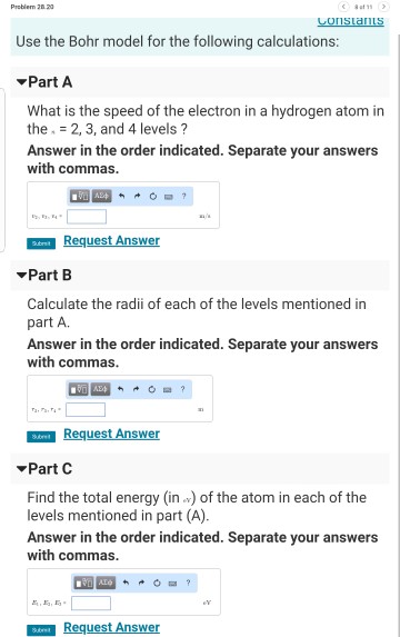 Solved Problem 20. Use the Bohr model for the following | Chegg.com