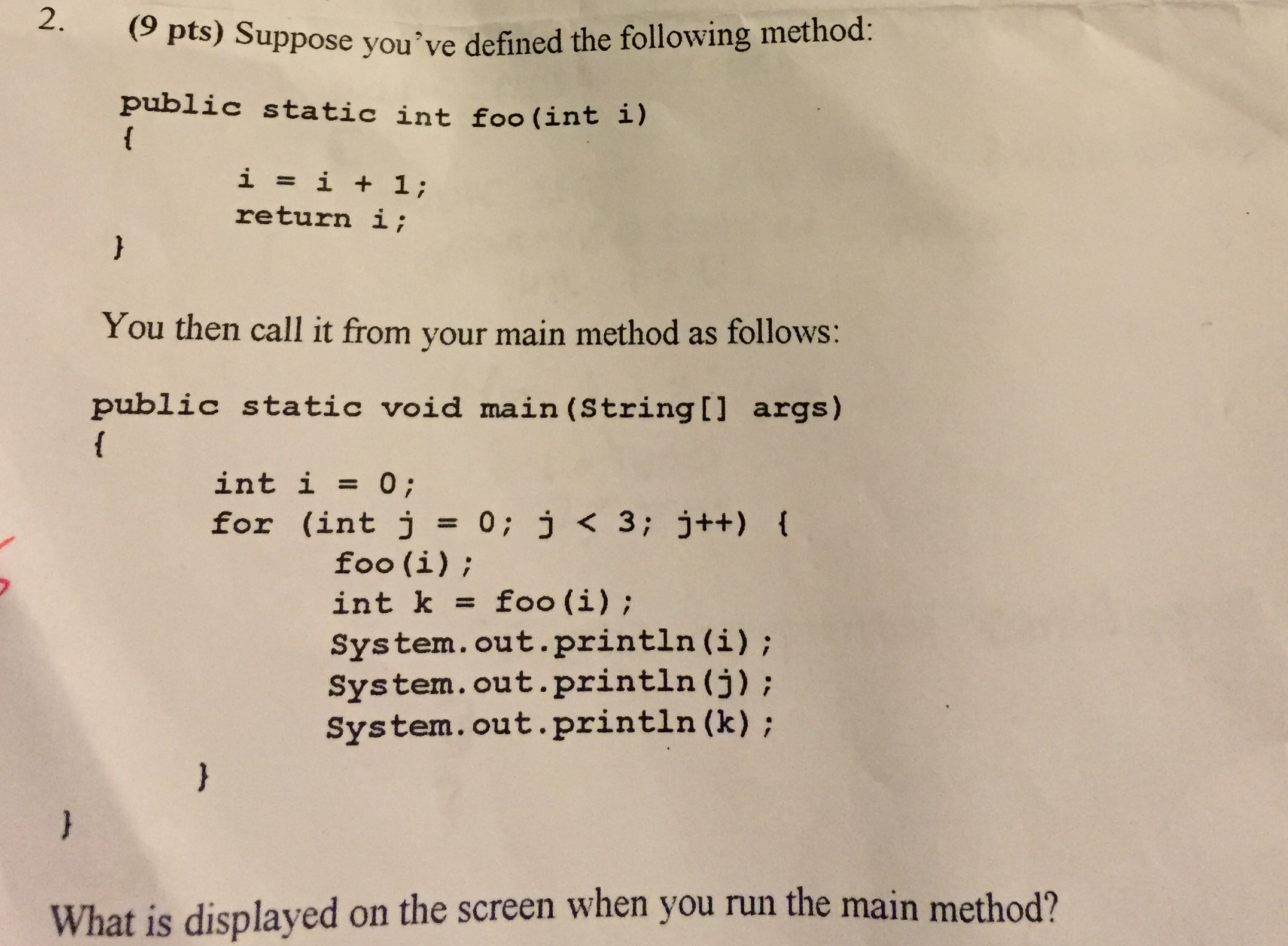 Solved Suppose you've defined the following method: public | Chegg.com