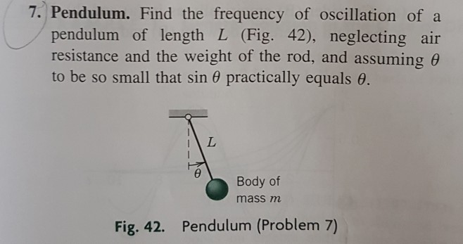 Solved 7. Pendulum. Find the frequency of oscillation of a | Chegg.com