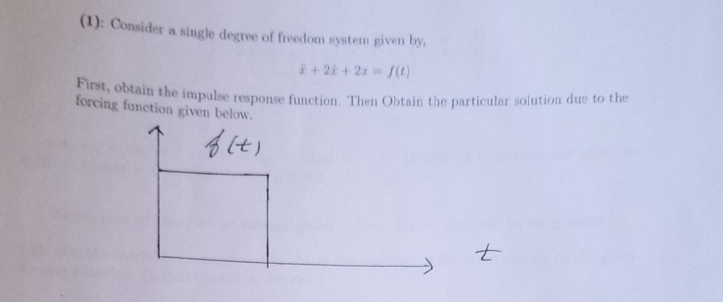 Solved (1): Consider a single degree of freedom system given | Chegg.com