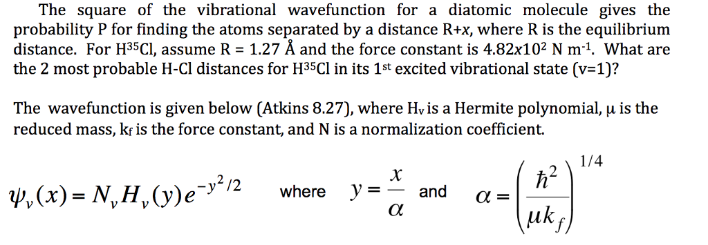 The square of the vibrational wave function for a | Chegg.com