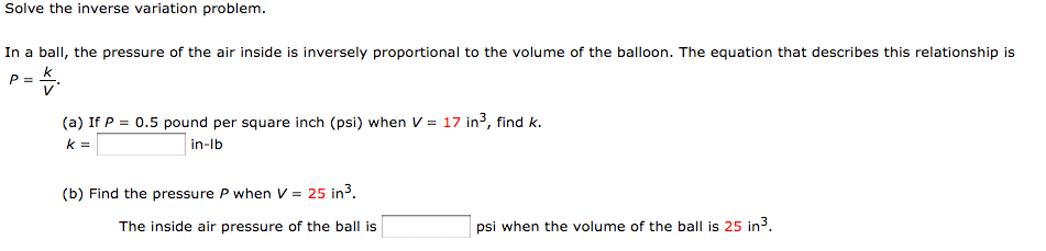 Solved Solve the inverse variation problem. The | Chegg.com