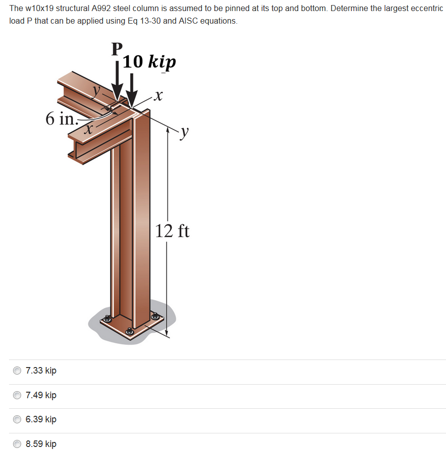 Solved The w10x19 structural A992 steel column is assumed to | Chegg.com