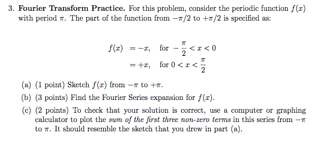 Solved 3. Fourier Transform Practice. For this problem, | Chegg.com