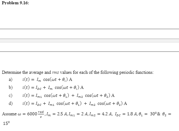 Solved Determine the average and rms values for each of the | Chegg.com