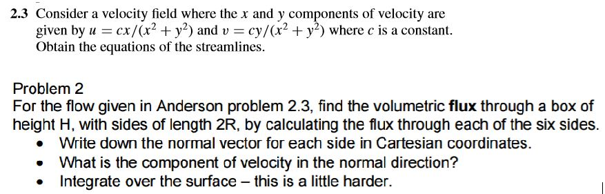 Solved Consider a velocity field where the x and y | Chegg.com