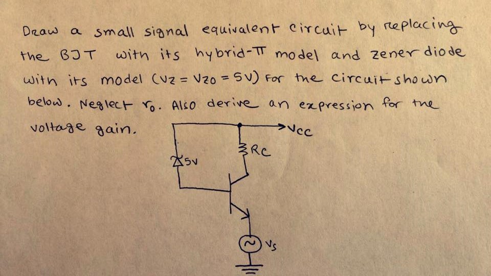 Solved Draw a small signal equivalent circuit by replacing | Chegg.com