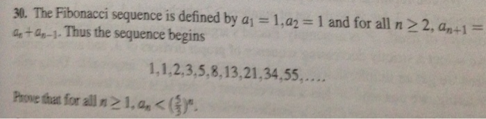 Solved 30.The Fibonacci sequence is defined by a1 = 1, a2 = | Chegg.com