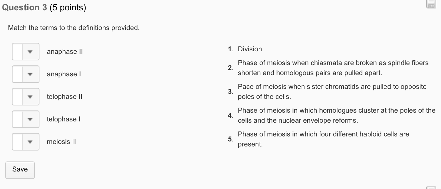 Solved Question 2 (5 points) Match the terms to the | Chegg.com