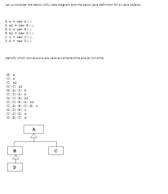 Solved Let us consider the below UML class diagram and the | Chegg.com