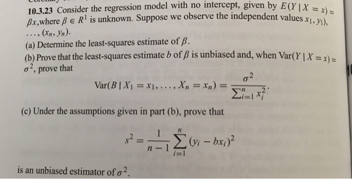 Solved Consider the regression model with no intercept, | Chegg.com