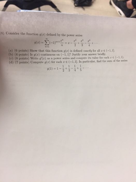 Solved Consider the function g(x) defined by the power | Chegg.com